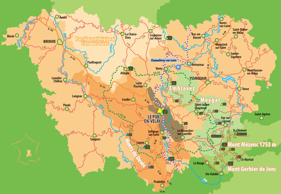 Situation géographique de la commune de Chamalières sur Loire (43)